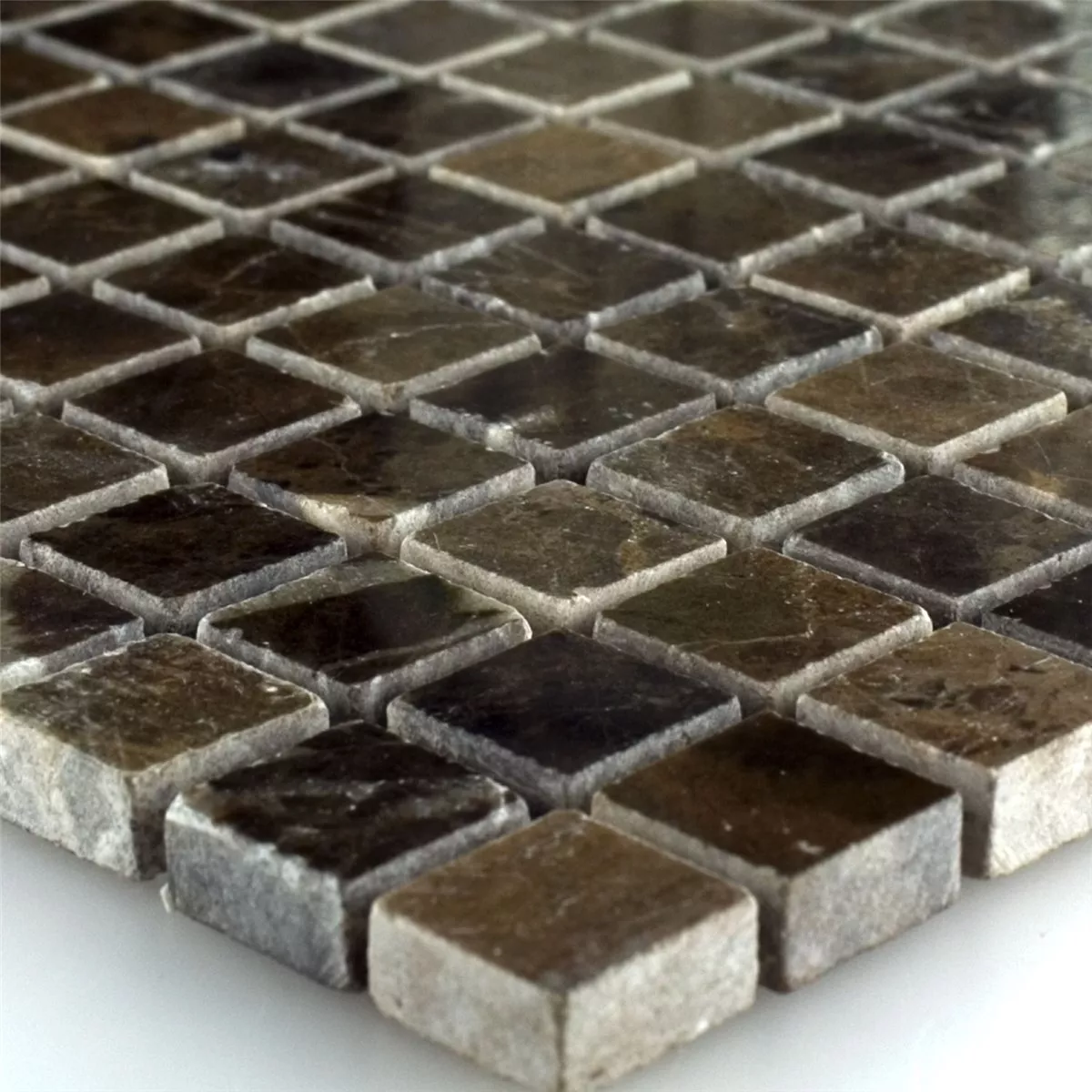 Mosaïque Pierre Naturelle Marbré Brun Poli 15x15x7,5mm